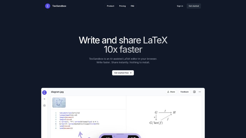 TexSandbox - AI-Powered LaTeX Editor for Faster Writing