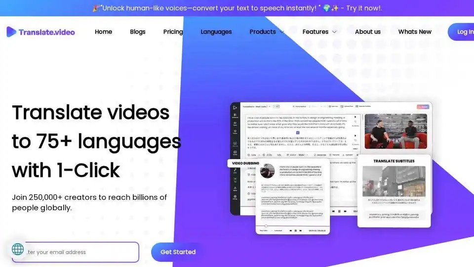 Translate.Video: AI Video Translation & Dubbing in 75+ Languages