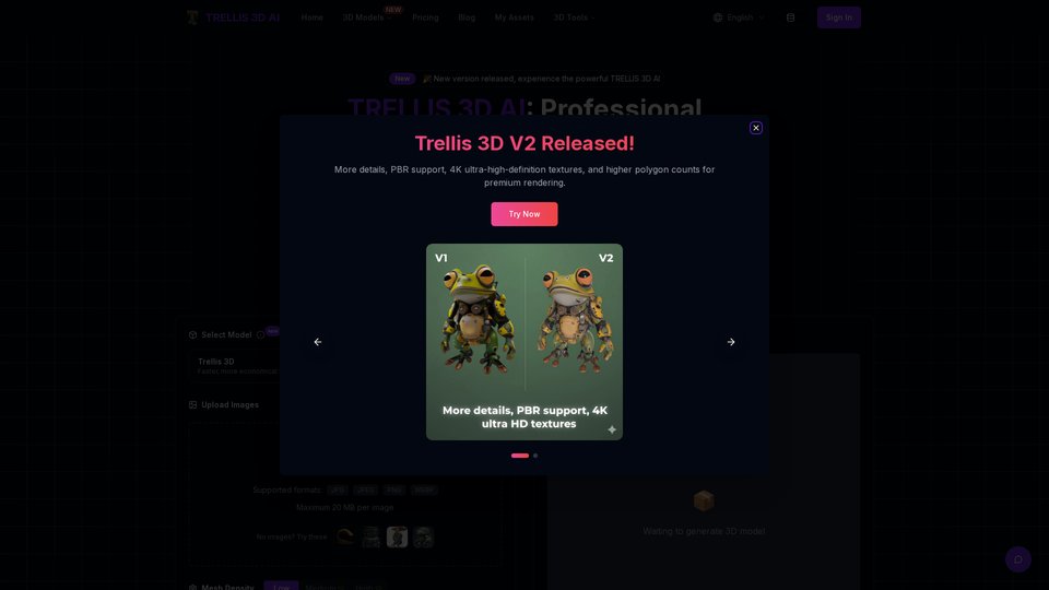 TRELLIS 3D AI - Transformez des Images en Actifs 3D Gratuits | Trellis 3D