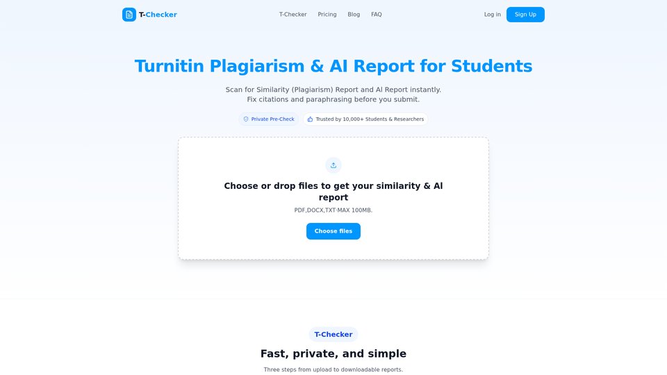 T-Checker | Turnitin Plagiarism & AI Report
