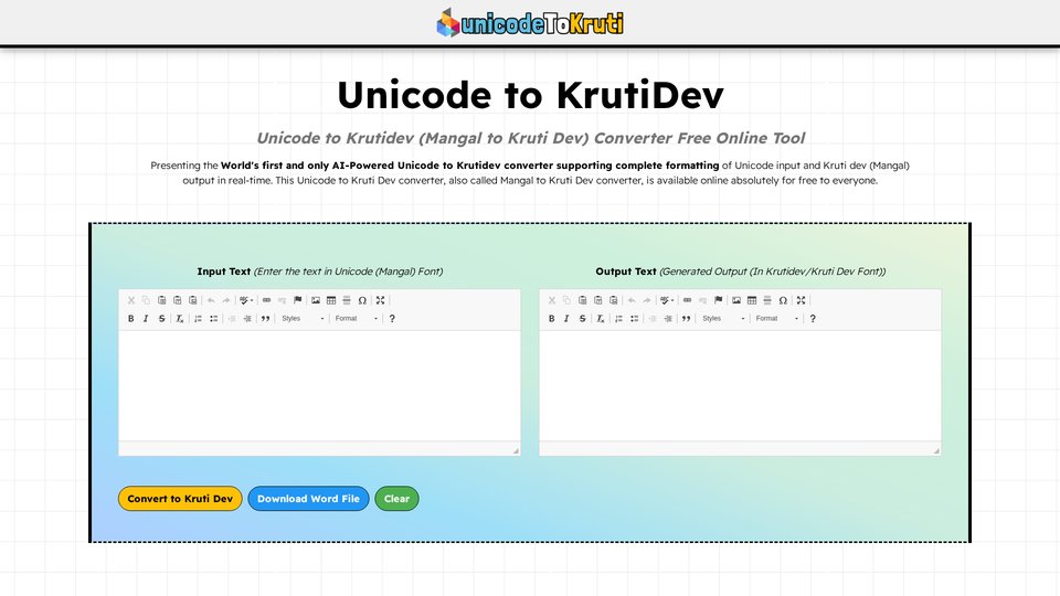 Unicode to Kruti Dev Converter Free Online Tool