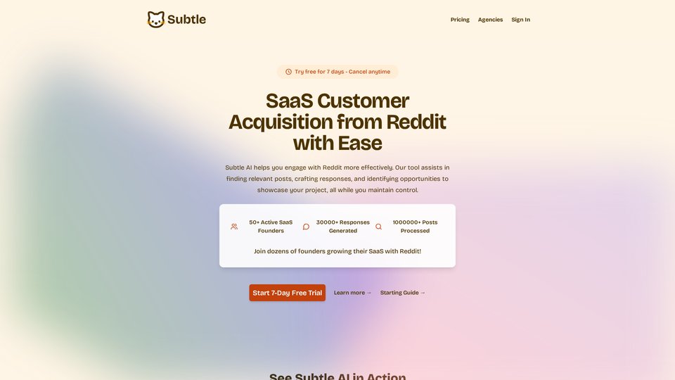 Subtle AI：来自 Reddit 的 AI 潜在客户生成工具
