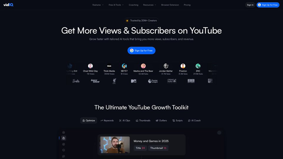 vidIQ: Ferramentas de Crescimento no YouTube com IA para Mais ...