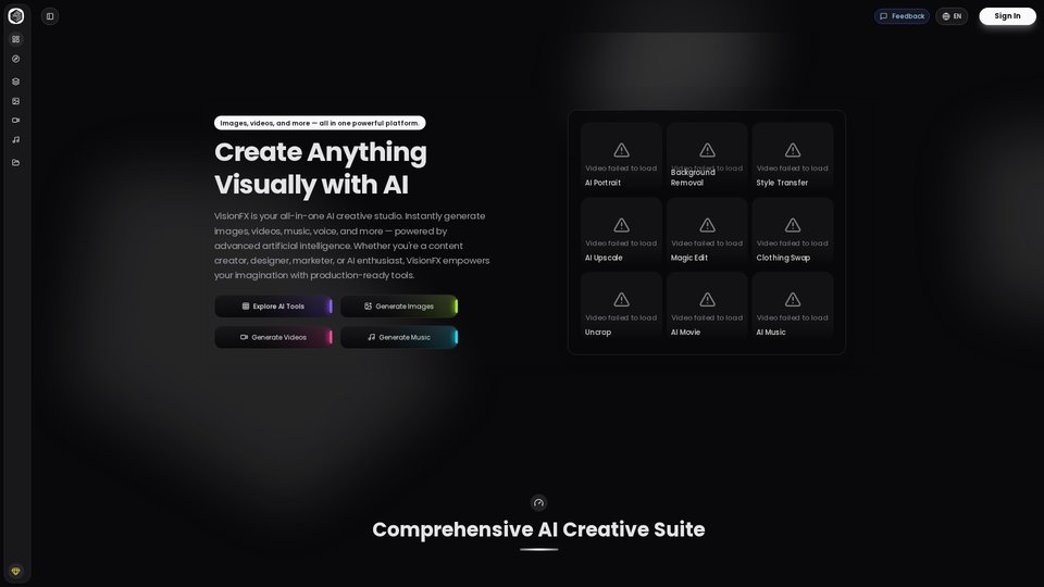 VisionFX - Studio Créatif IA pour Images, Vidéos et Musique