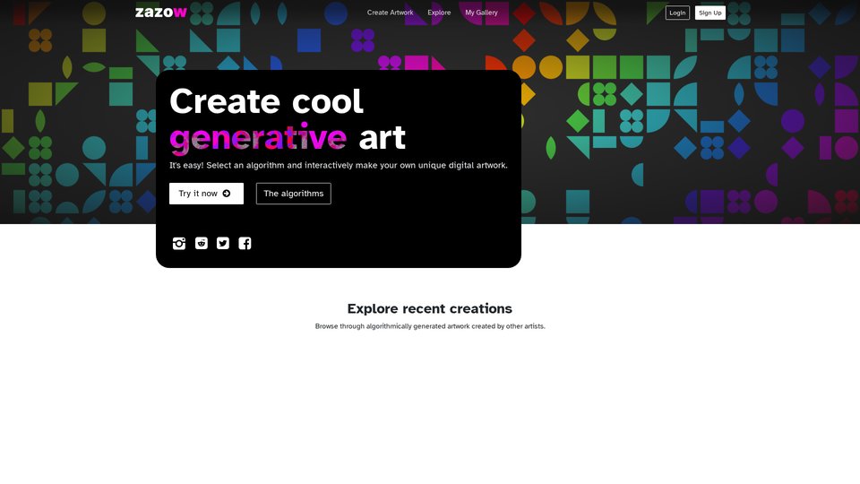 Zazow: Create Algorithmic Generative Art Online
